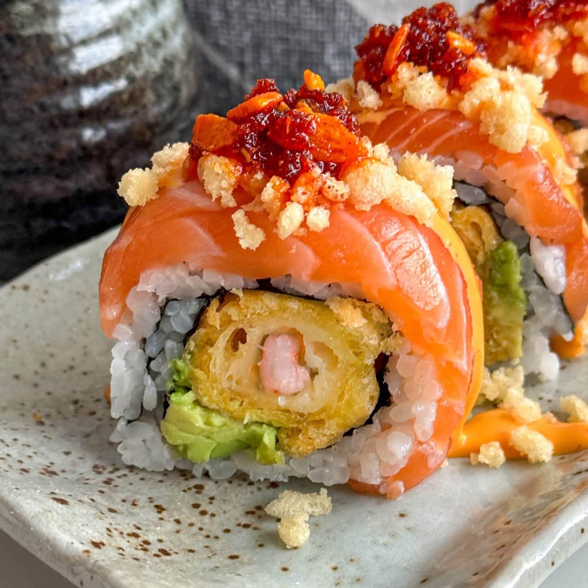 Super Salmon Crunch Roll (Sushi) - Crafty Cookbook